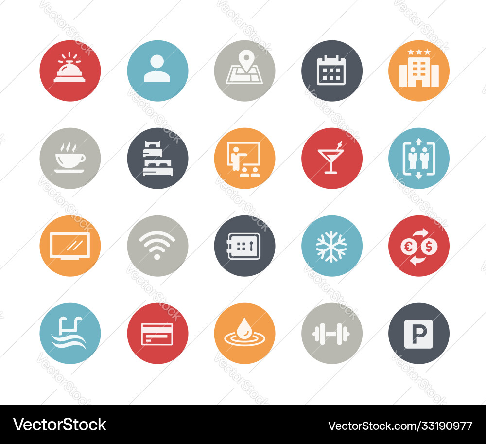 Hotel rentals icons 1 2 classics series Royalty Free Vector