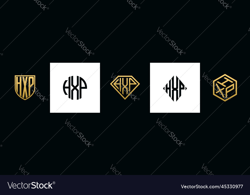 Initial letters hxp logo designs bundle Royalty Free Vector