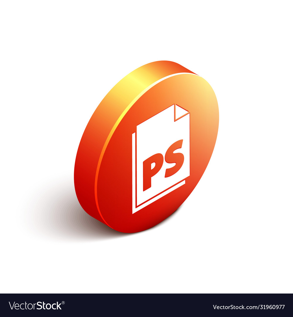 Isometric ps file document icon isolated on white Vector Image
