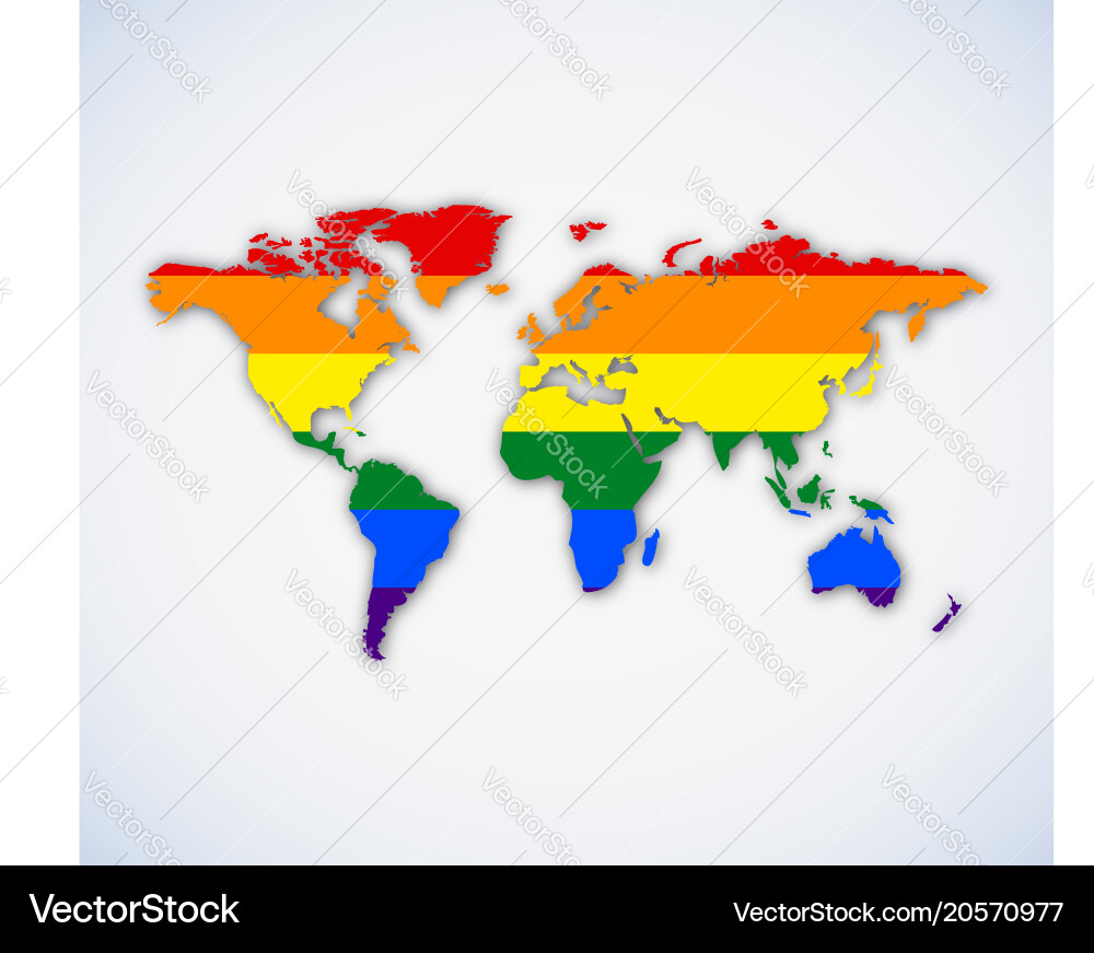 Lgbt rainbow pride flag in a shape world map Vector Image