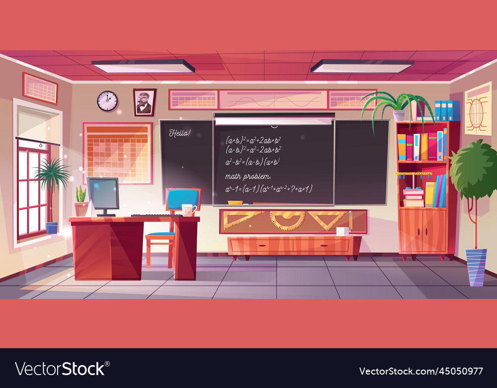 Mathematics classroom empty interior school class Vector Image