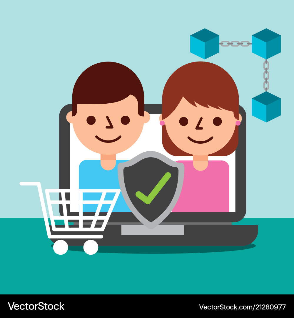 Online shopping people customer blockchain Vector Image