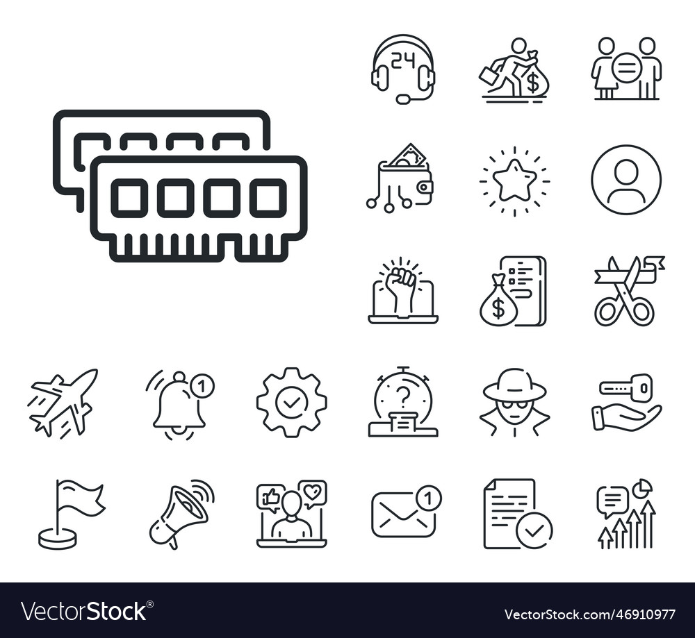 Ram Line Icon Computer Random Access Memory Vector Image