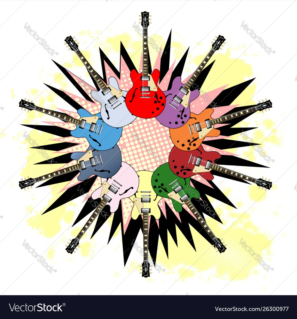 Semi solid guirar explosion Royalty Free Vector Image