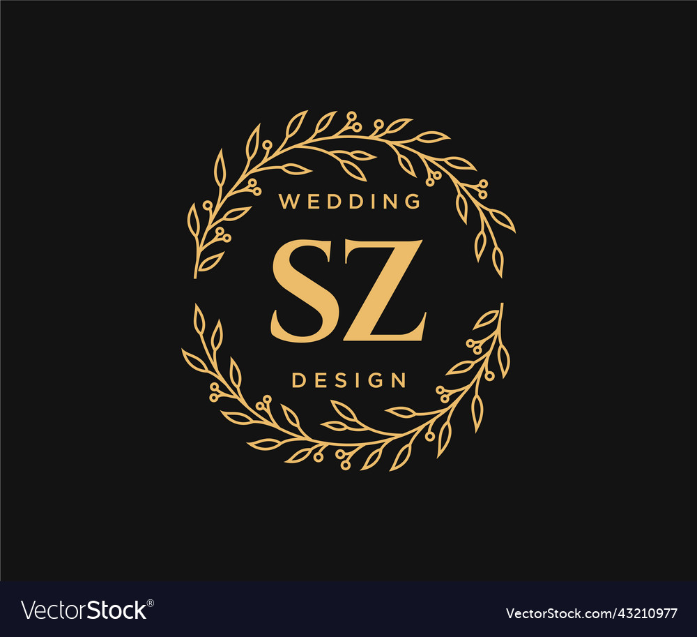 Sz initials letter wedding monogram logos Vector Image