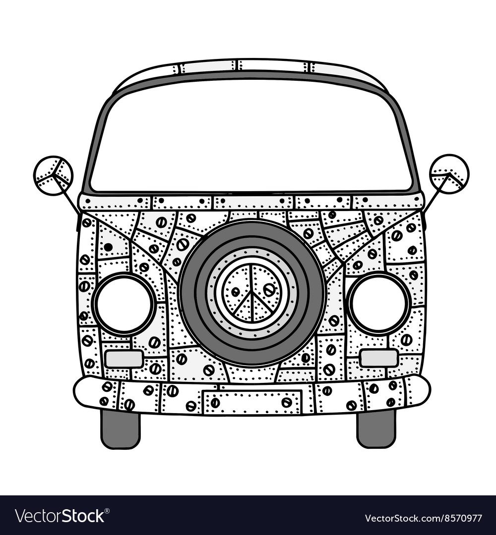 Van in tangle patterns style Royalty Free Vector Image