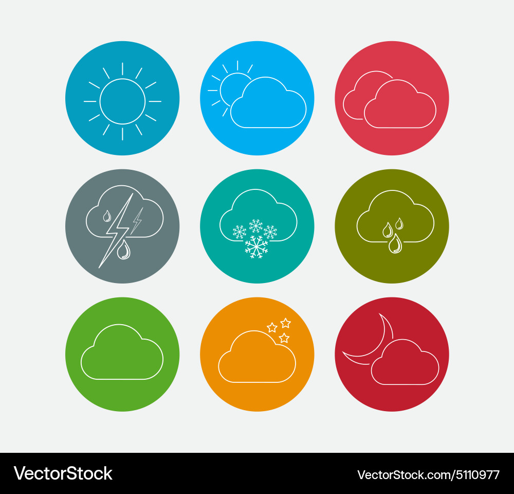 Weather line icons set Royalty Free Vector Image