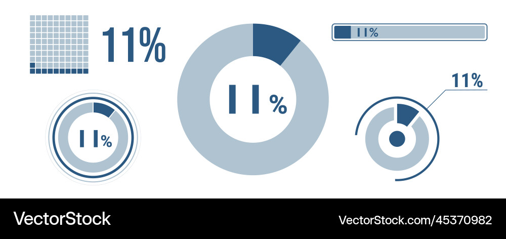 11 percentage infographic set eleven circle Vector Image