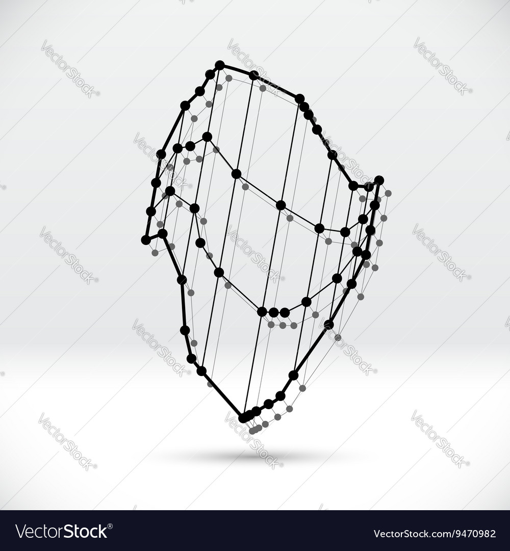 Abstract 3d wireframe shape with connected Vector Image