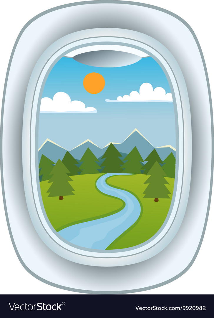 Airplane window view Royalty Free Vector Image