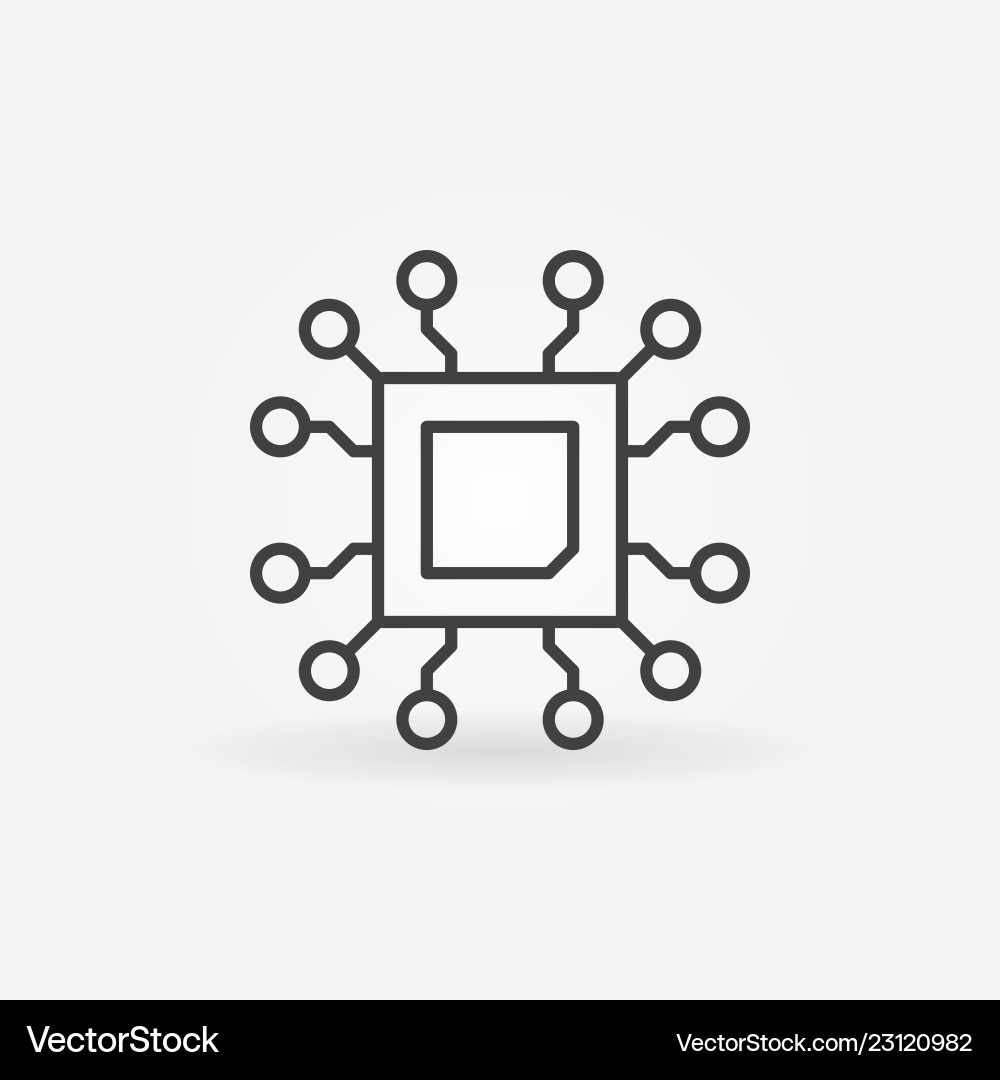 Chip icon or sign in outline style Royalty Free Vector Image