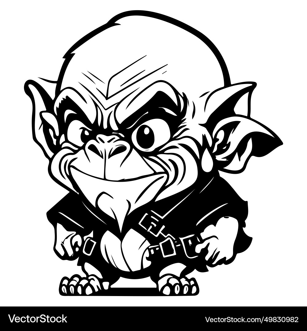Halloween goblin scary sketch hand draw Royalty Free Vector