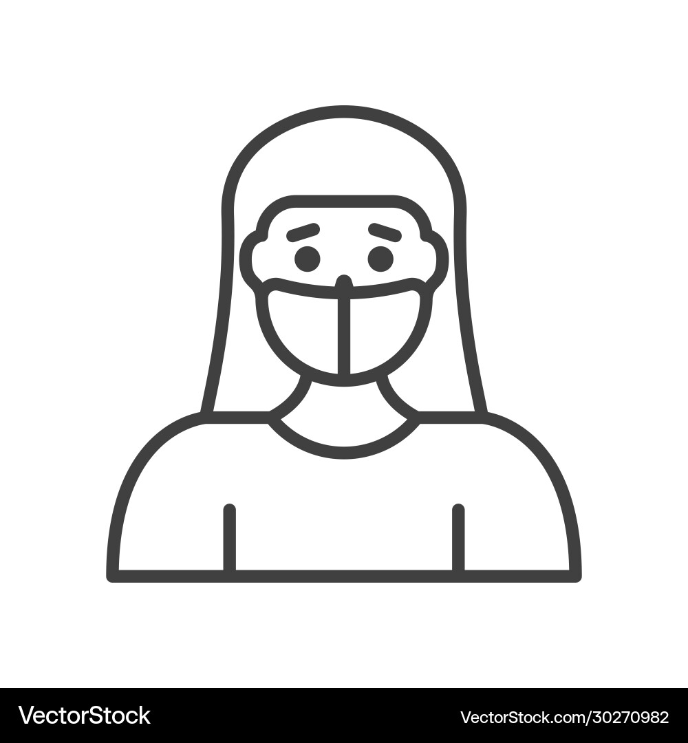 Icon a woman in mask from viruses linear Vector Image