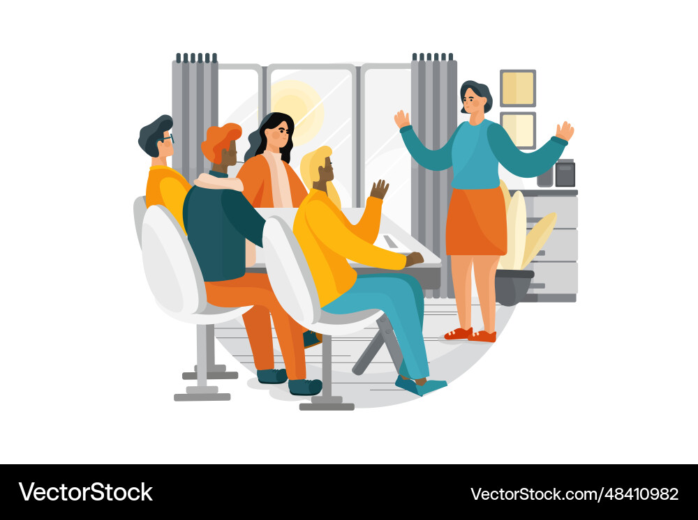 Interview woman during a job and four Royalty Free Vector