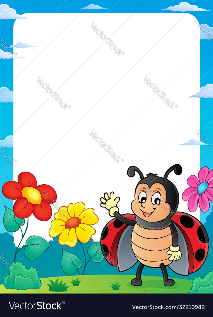Ladybug theme frame 2 Royalty Free Vector Image
