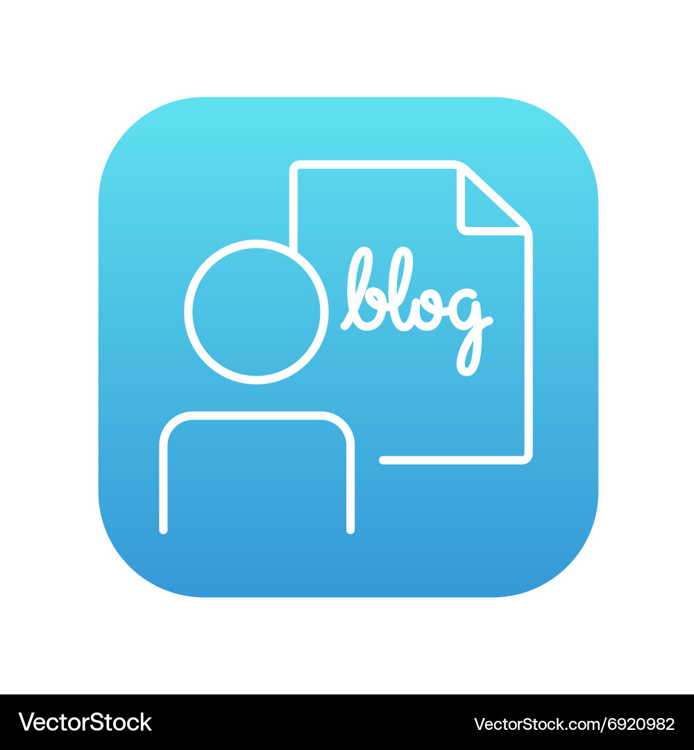 Man and sheet with word blog line icon Royalty Free Vector