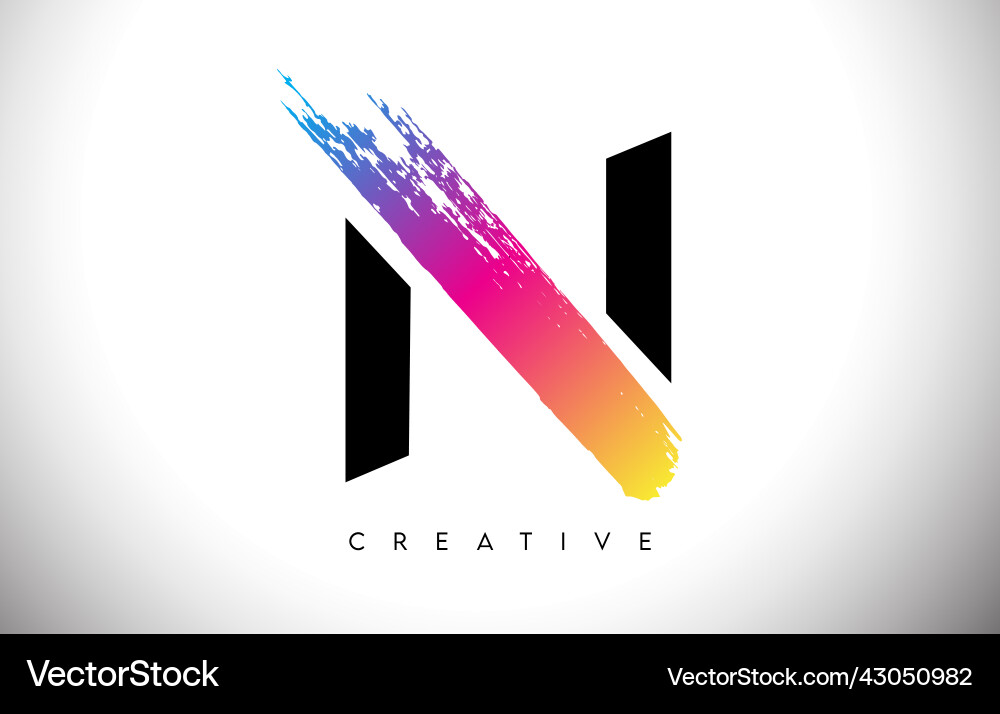 N brush stroke artistic letter logo design Vector Image