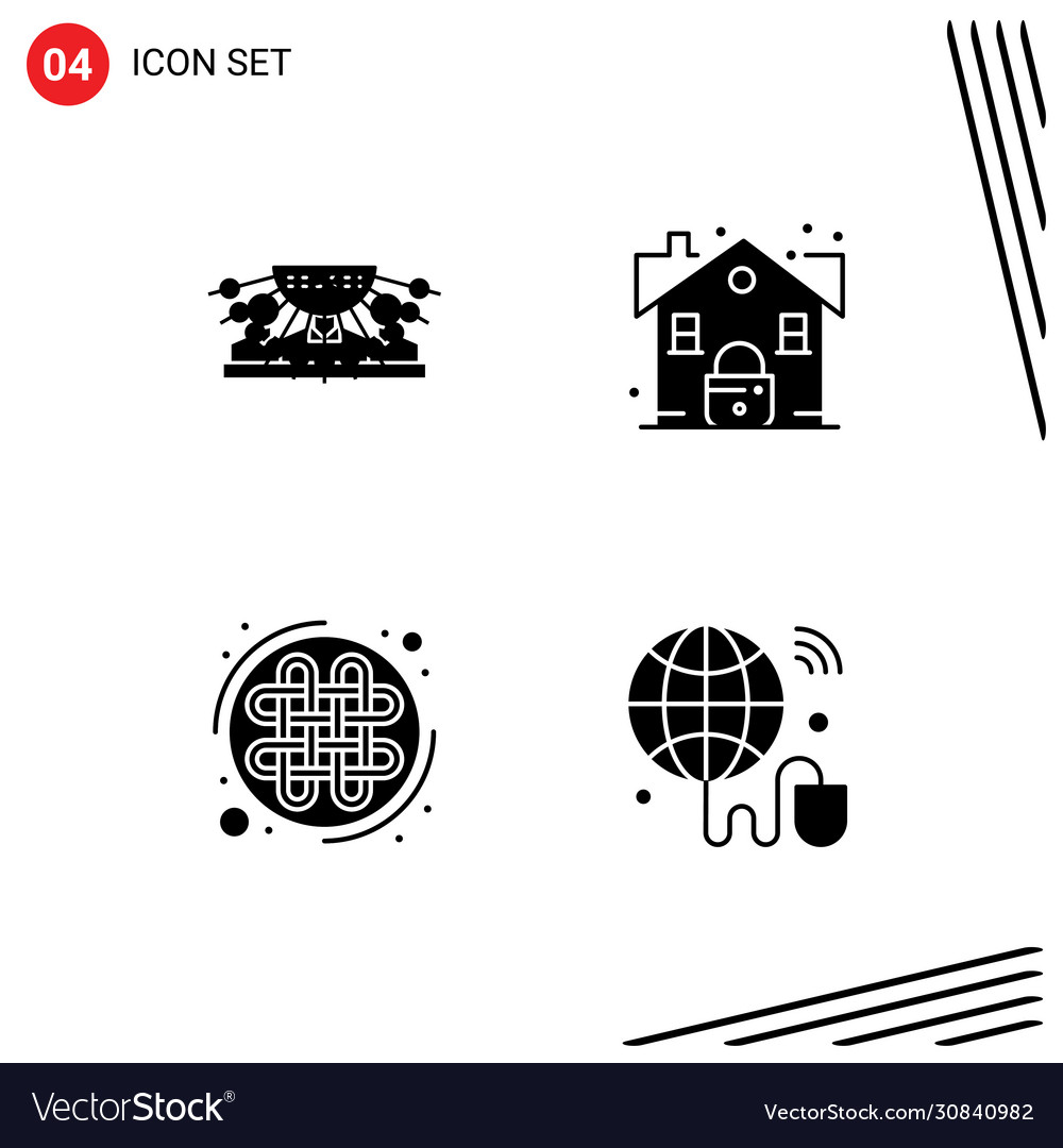 Pack 4 creative solid glyphs allocation Royalty Free Vector