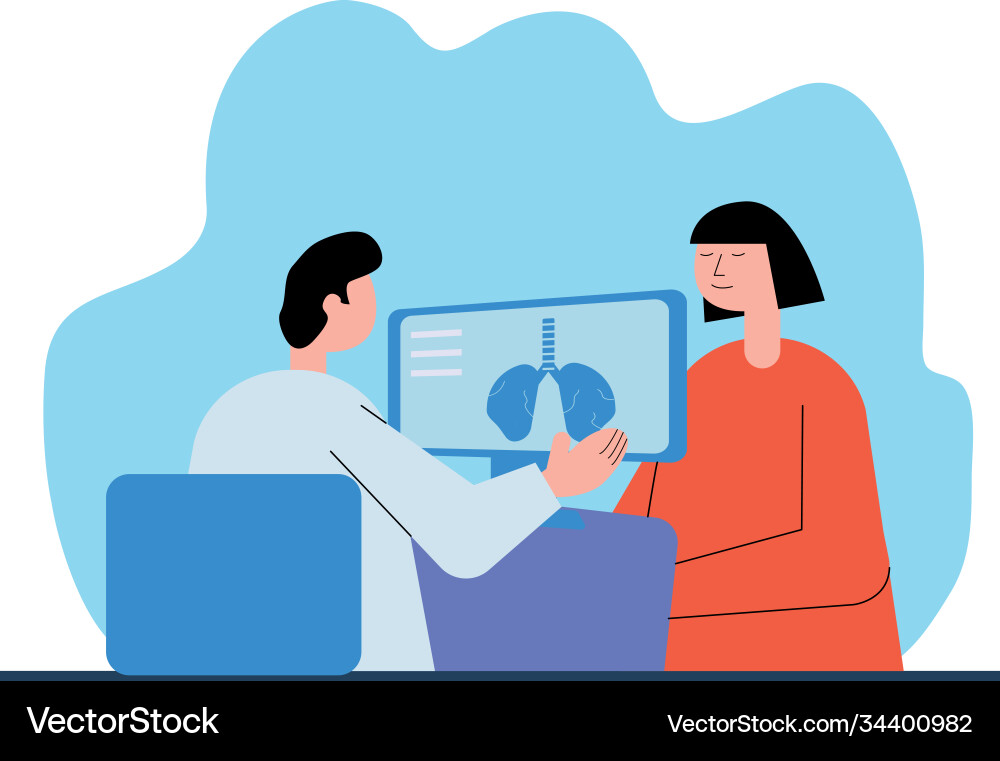 Scientific doctor with lungs rx examination Vector Image