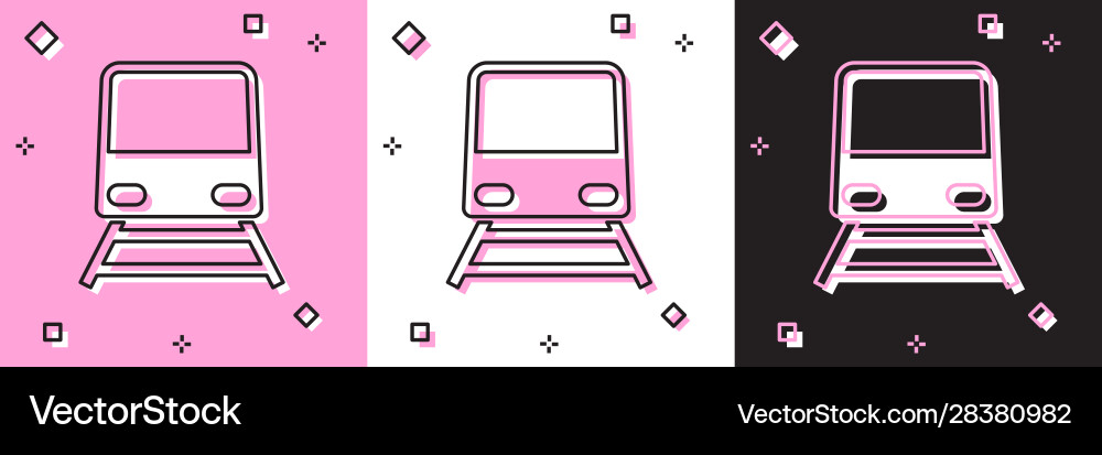 Set train icon isolated on pink and white black Vector Image