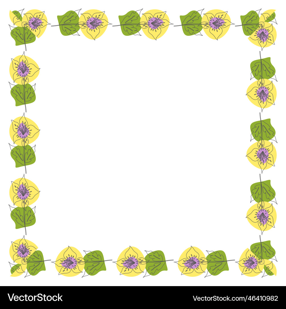 Template frame of spring flowers line art Vector Image