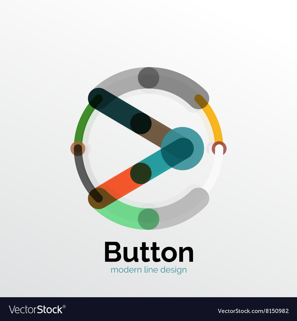 Thin line design geometric button flat Royalty Free Vector