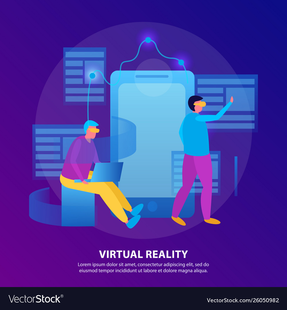 Virtual reality flat colored composition Vector Image