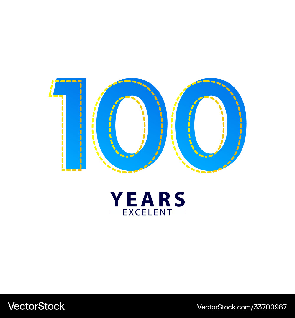 100 years excellent anniversary celebration blue Vector Image