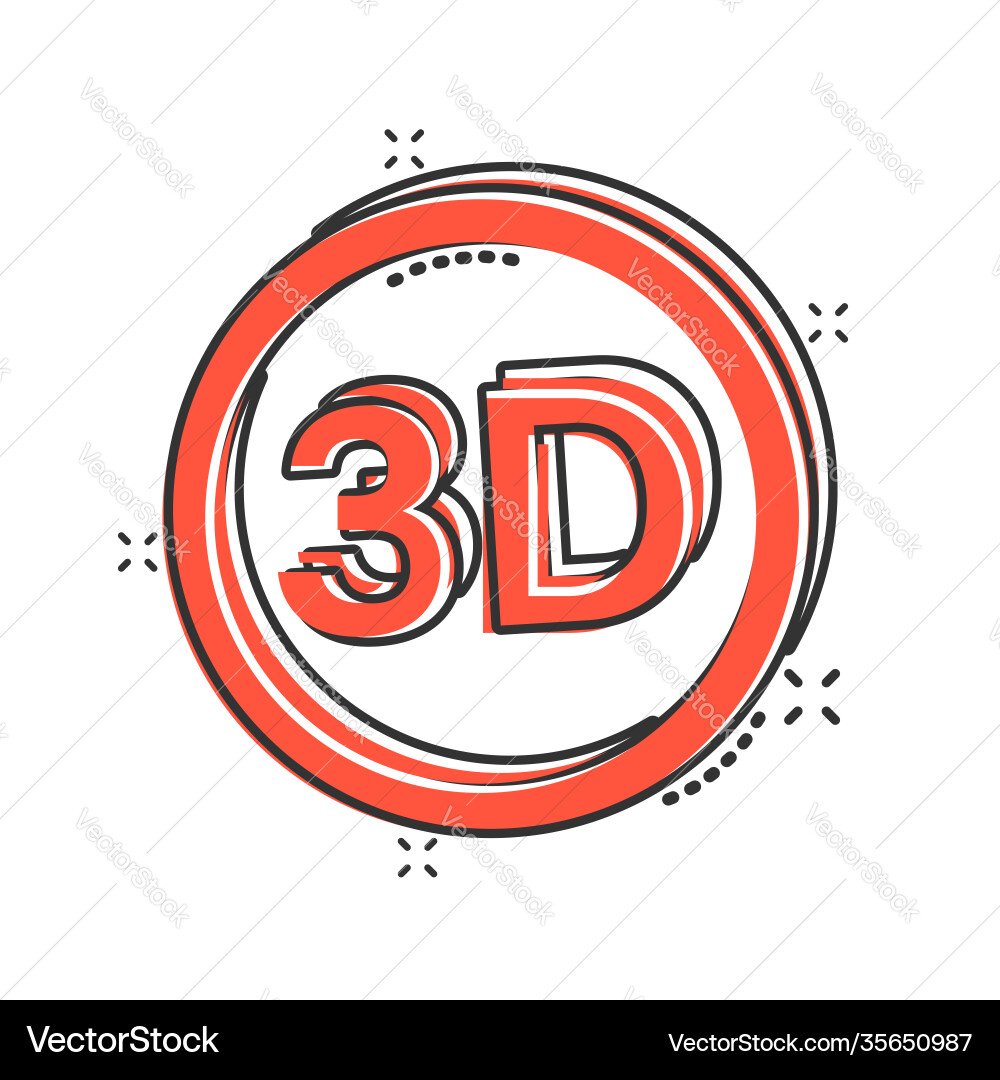 3d text icon in comic style word cartoon on white Vector Image