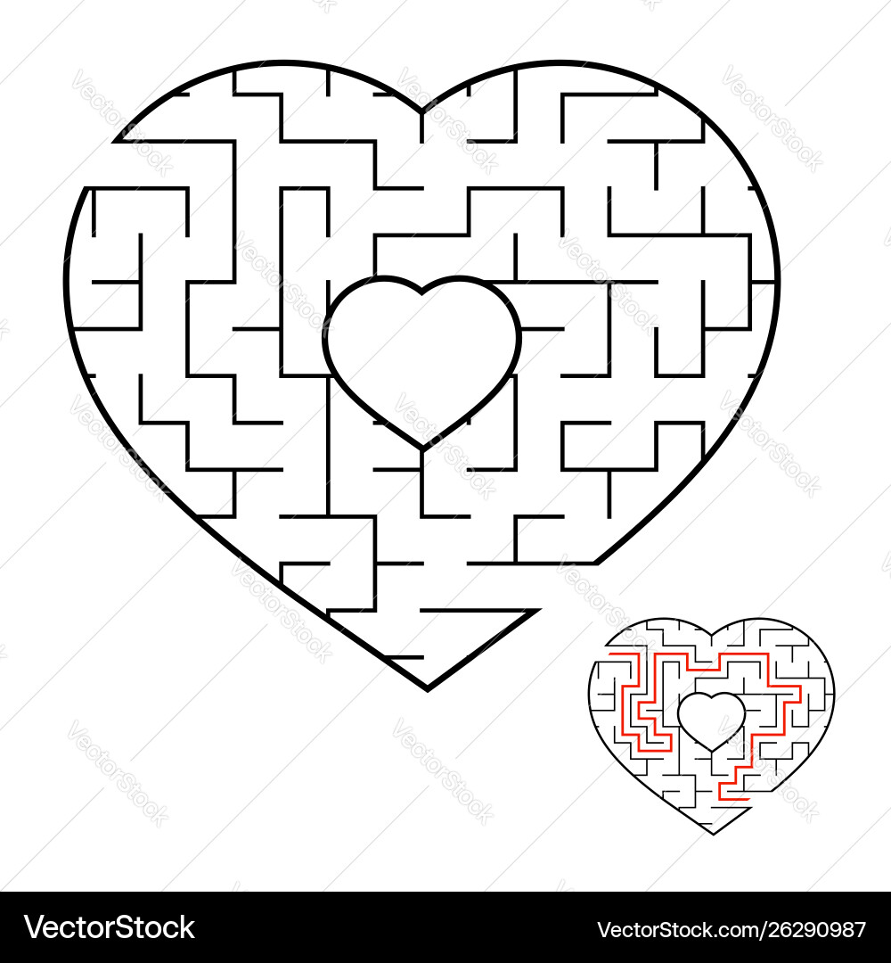 Abstract heart shaped labyrinth game for kids Vector Image