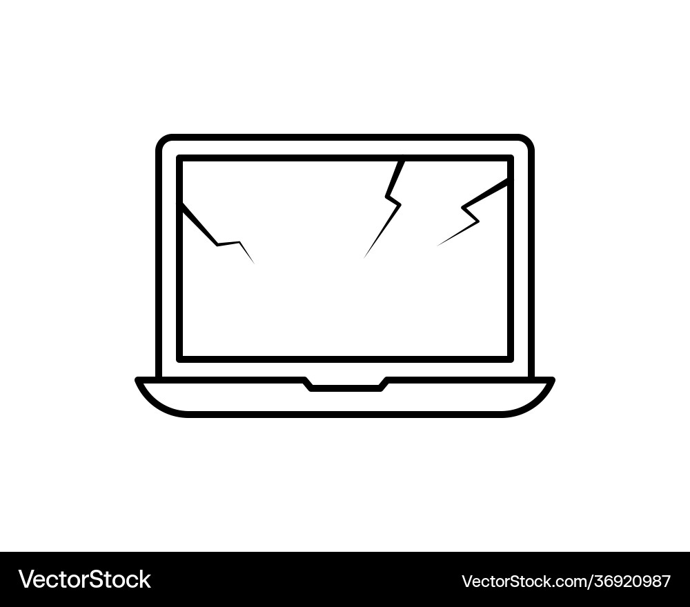 Broken laptop isolated on white color background Vector Image