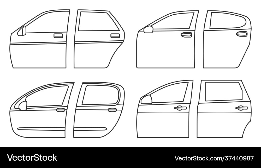 Car door outline set icon Royalty Free Vector Image