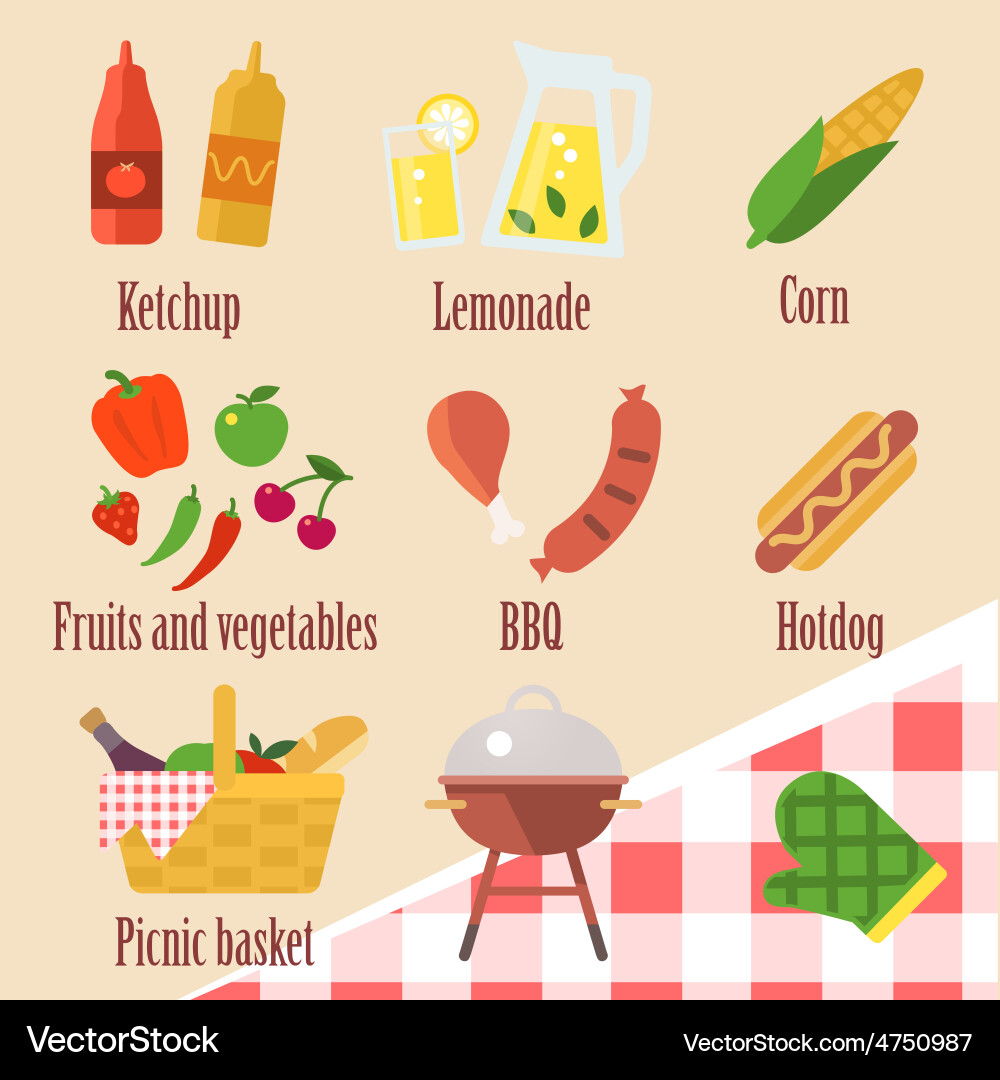 Elements of a barbecue party Royalty Free Vector Image