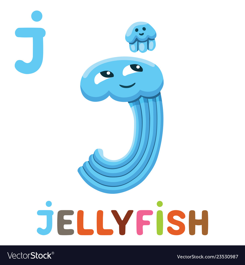J is for jellyfish letter j jellyfish cute Vector Image