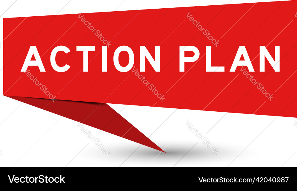 Red color speech banner with word action plan Vector Image
