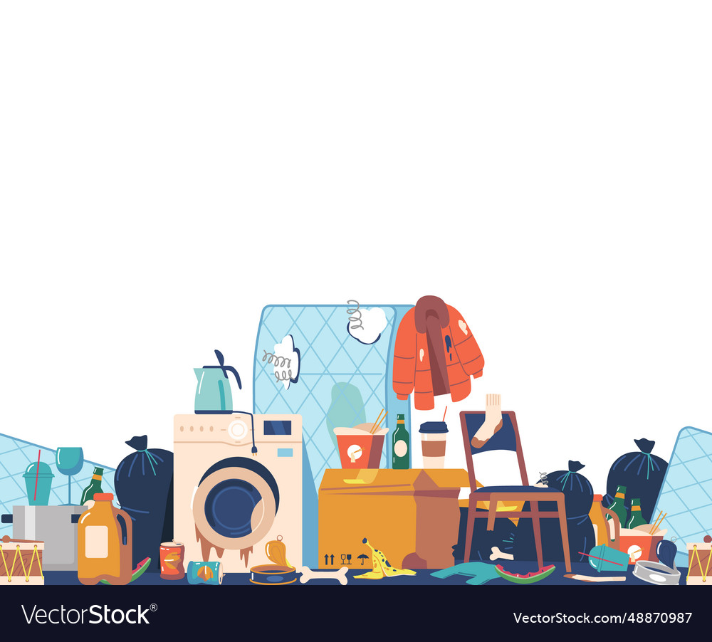 Seamless pattern featuring garbage items creating Vector Image