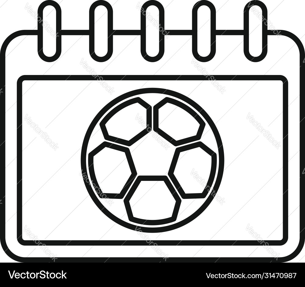 Soccer calendar icon outline style Royalty Free Vector Image