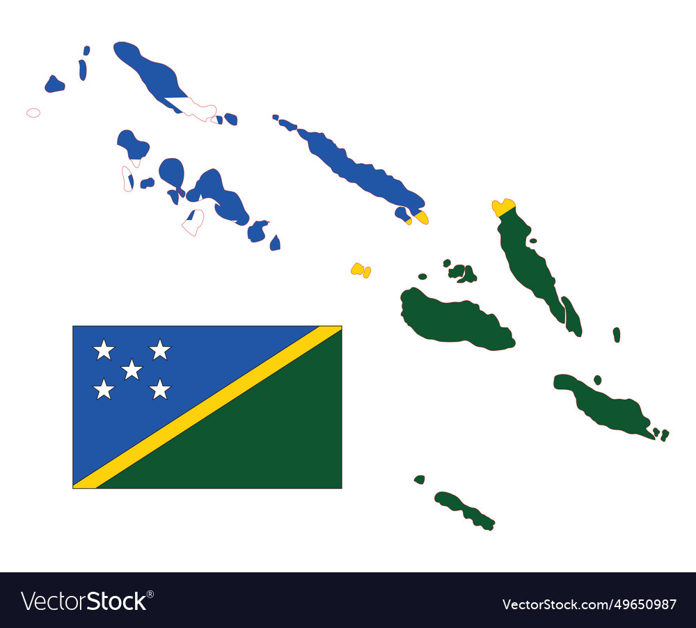 Solomon islands map and flag Royalty Free Vector Image