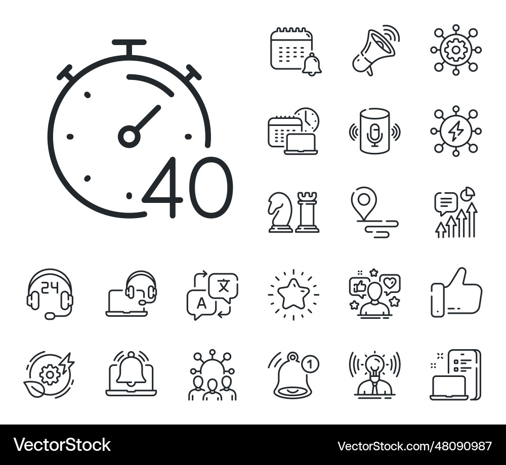 Timer 40 minutes line icon stopwatch time sign Vector Image