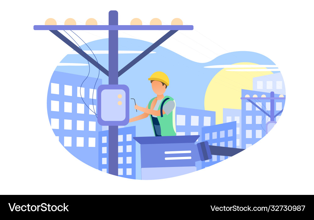 Urban power grid repair concept Royalty Free Vector Image