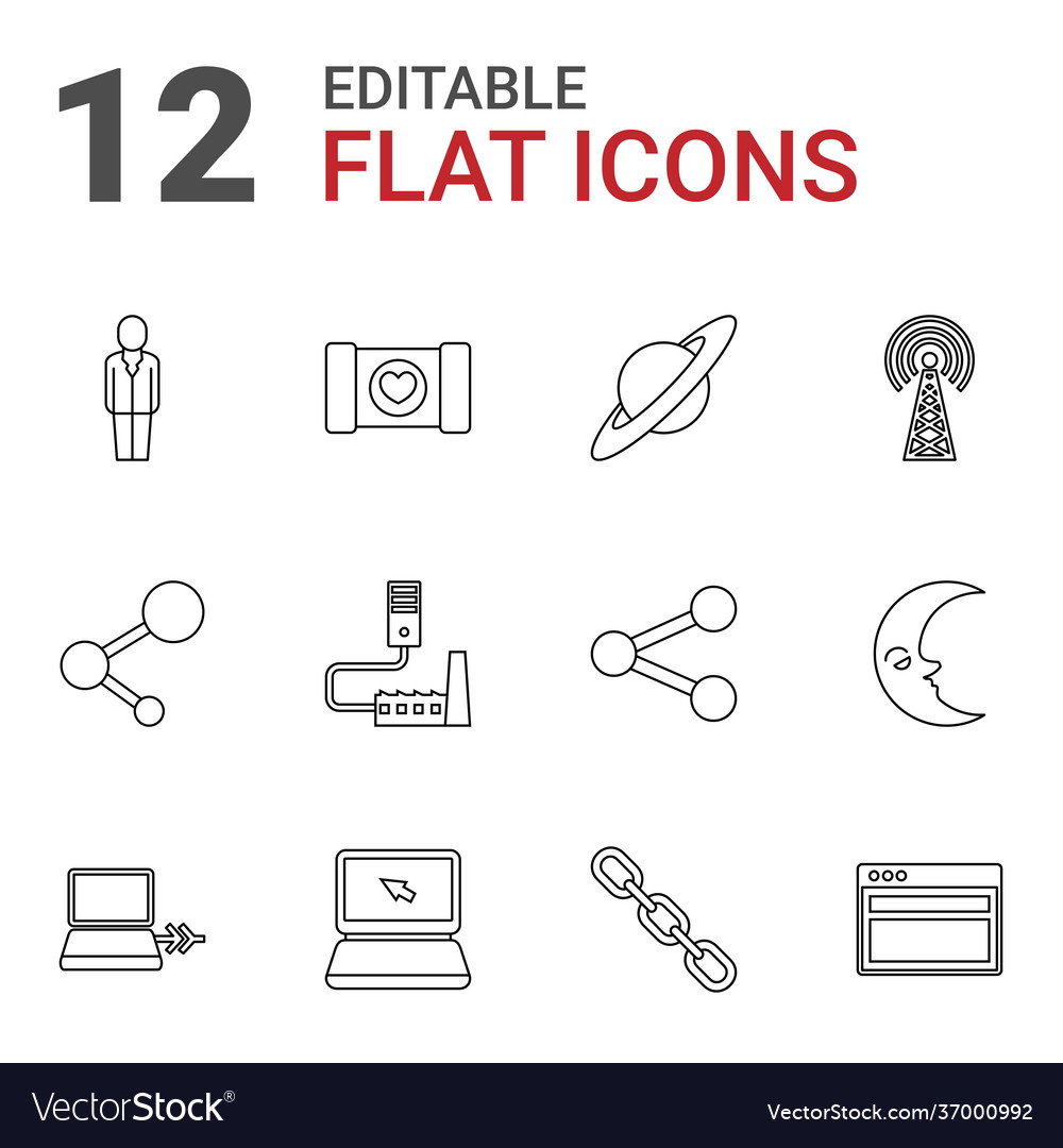 12 network icons Royalty Free Vector Image - VectorStock