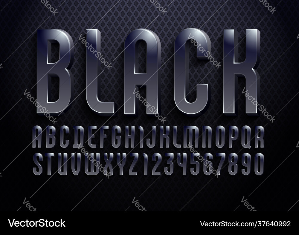 3d modern black font trendy dark alphabet Vector Image