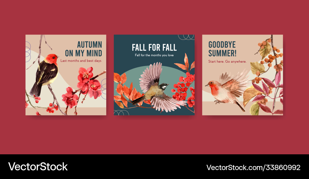 Advertise template with autumn forest and animals Vector Image