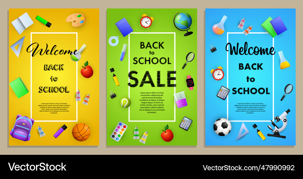 Back to school sale flyer design with backpack Vector Image