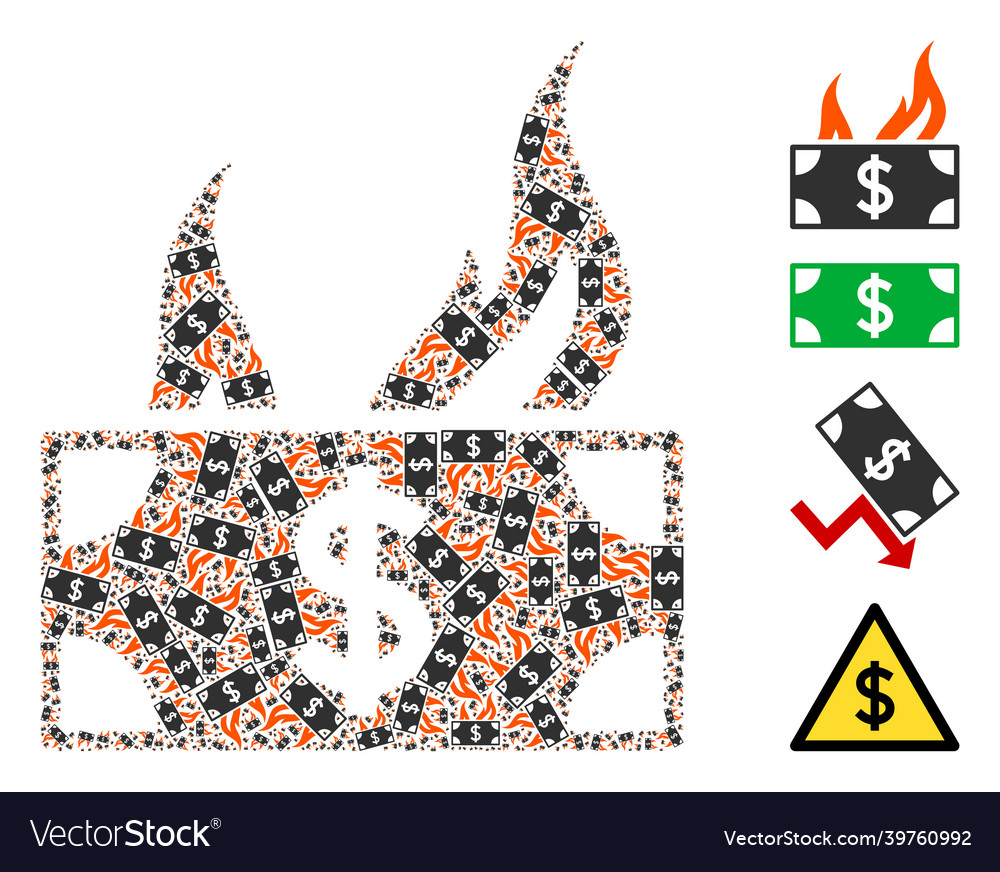 Burn dollar bill icon recursion composition Vector Image
