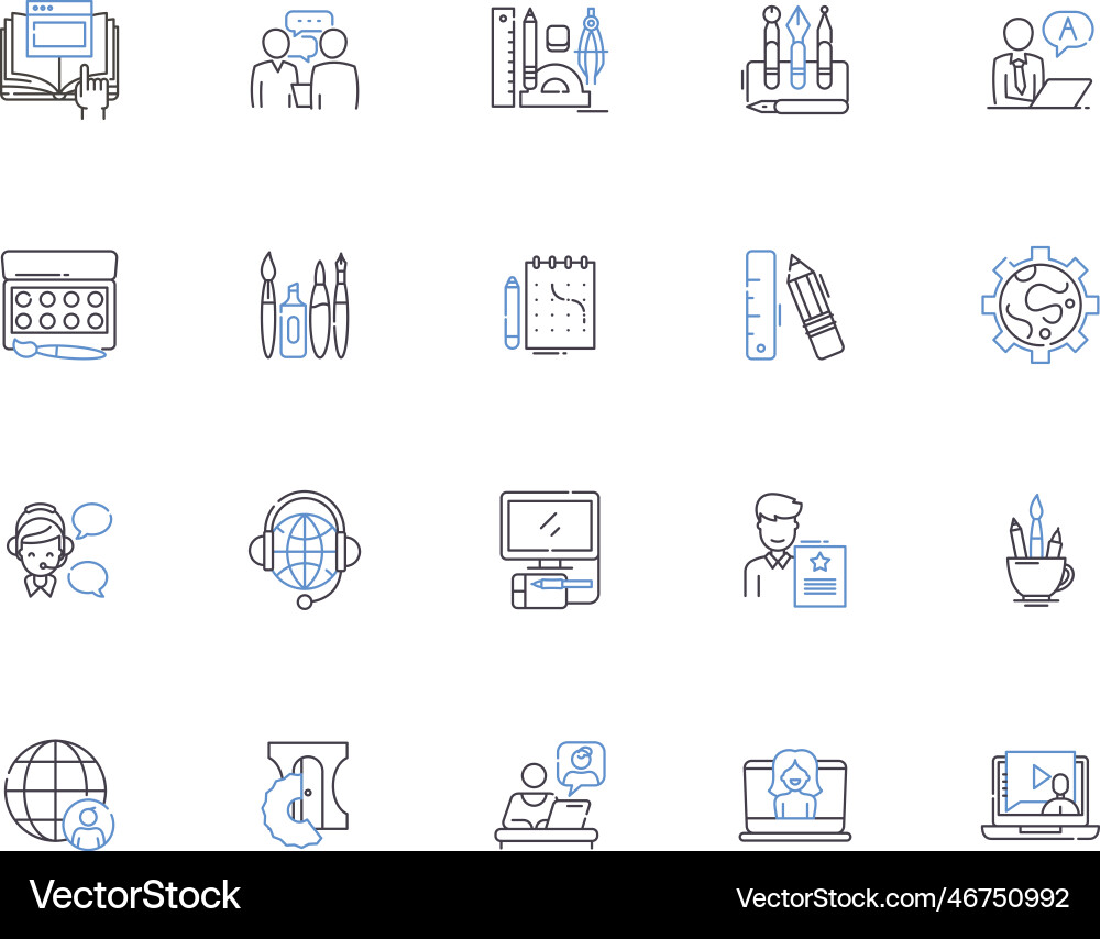 Freelance outline icons collection freelancer Vector Image
