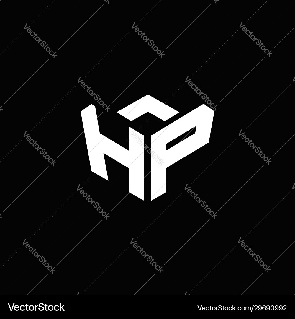 Hp logo monogram with emblem style ribbon design Vector Image