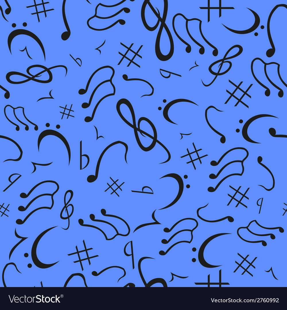 Musical notes seamless pattern cyan Royalty Free Vector
