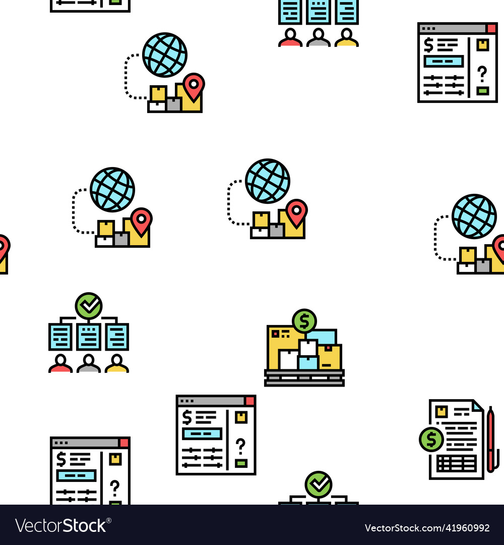 Procurement process seamless pattern Royalty Free Vector