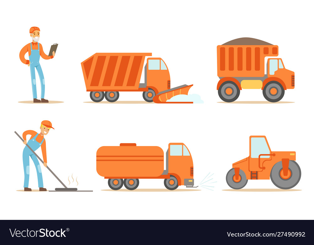 Road construction workers in uniform Royalty Free Vector